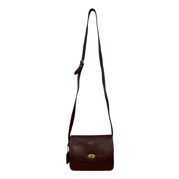 Coach | Bags | Coach Womens Burgundy Leather Adjustable Strap Turn Lock ...
